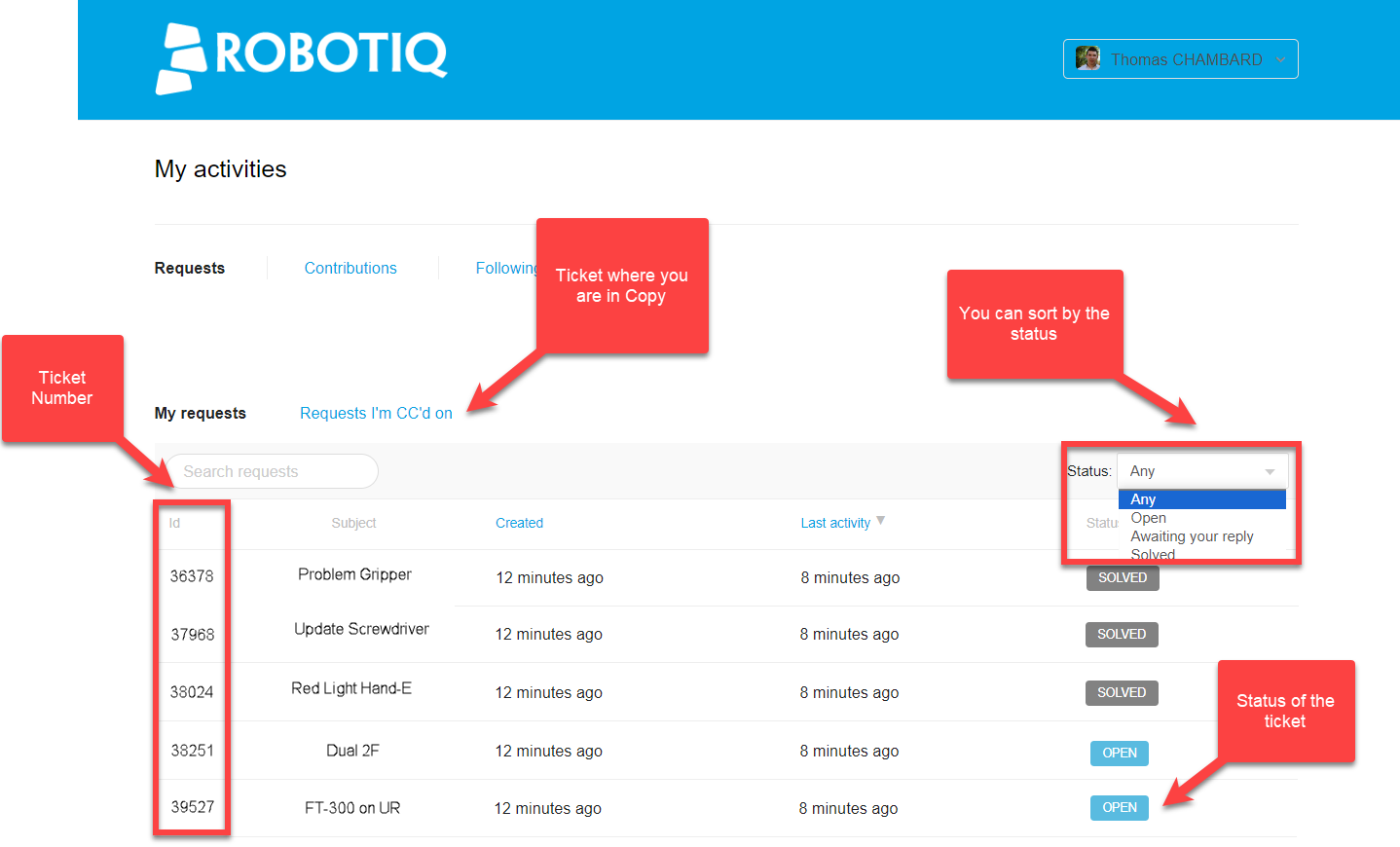 How to vizualize all the tickets you have? – Robotiq