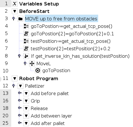 Bring the robot in safe position when starting a palletizing program – Robotiq