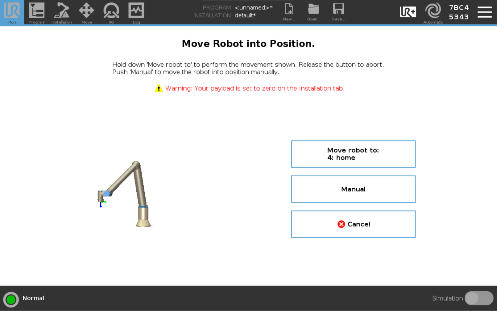 Bring the robot in safe position when starting a palletizing program – Robotiq