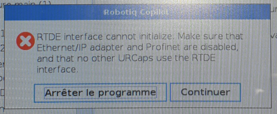 RTDE Error Message - Copilot – Robotiq