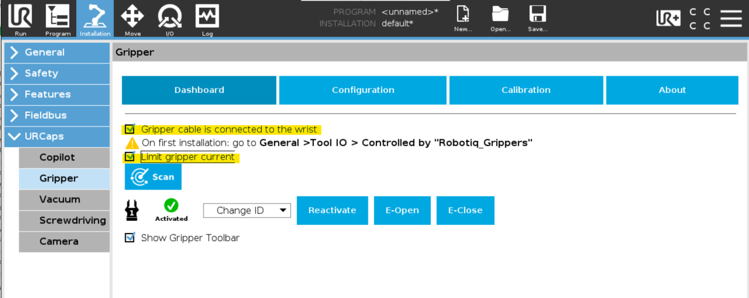 2-Finger Gripper - Limit current at tool connector (ToolA : C289A9 ...